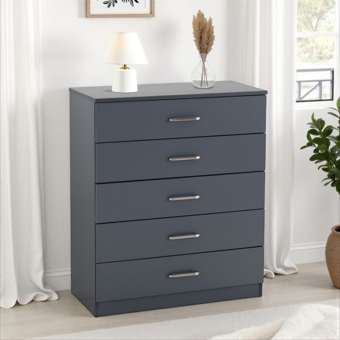 Dakota 5 Drawer Chest - Dark Grey